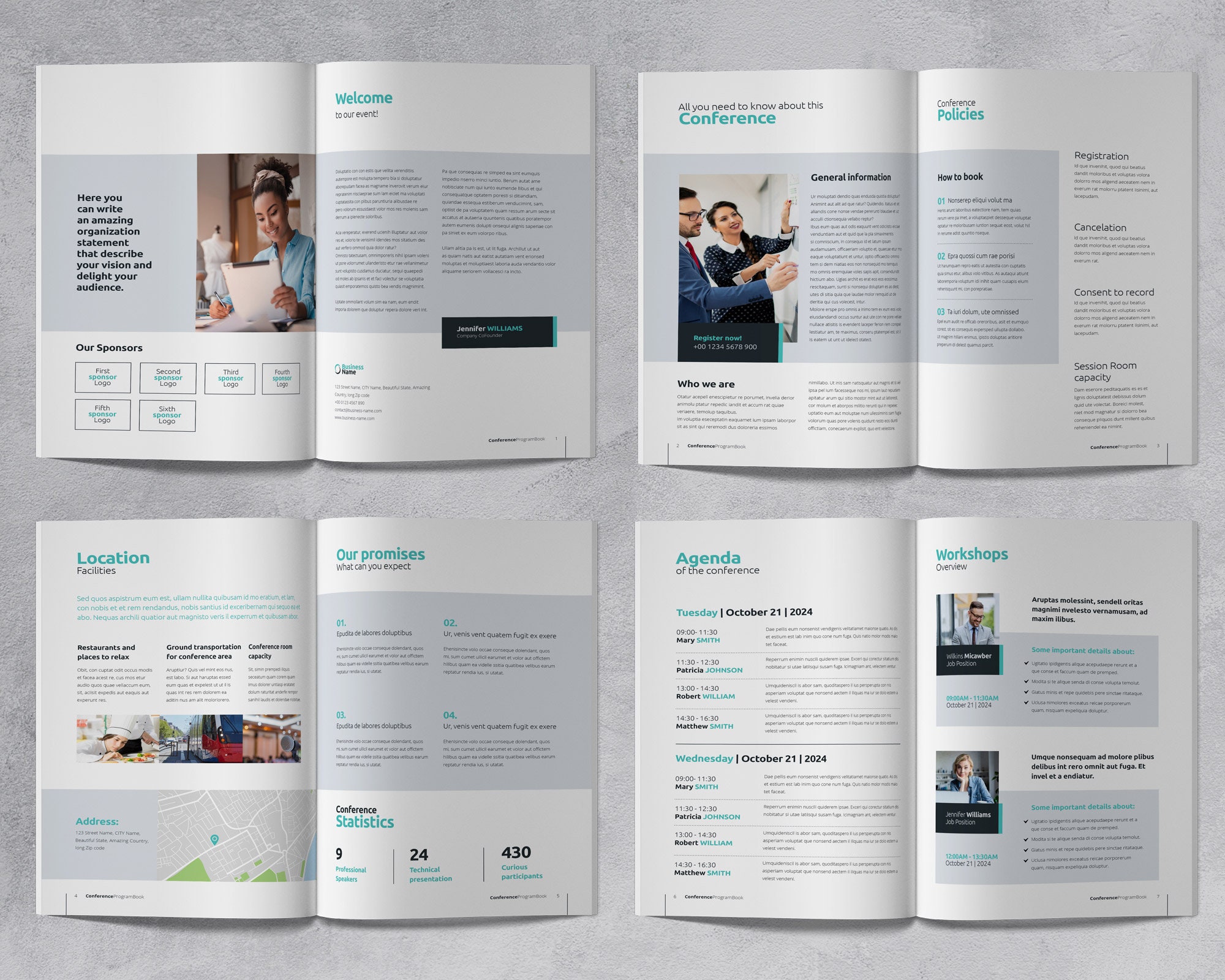 Conference Business Brochure Magazine, Conference Agenda Canva Template ...