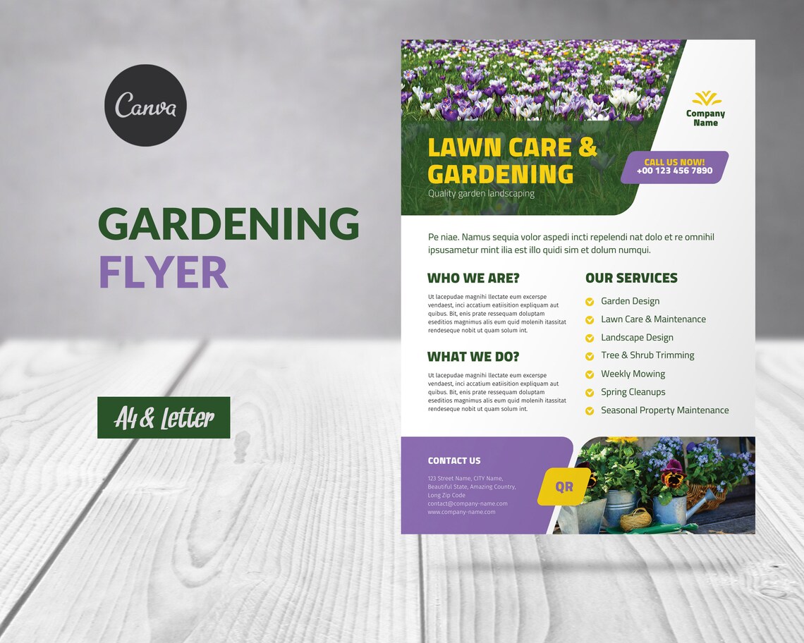 Poster Gardening Services Flyer Template Canva Editable, Landscaping ...