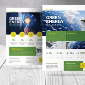 Solar Energy Services Flyer Template Canva, Renewable Energy Business ...