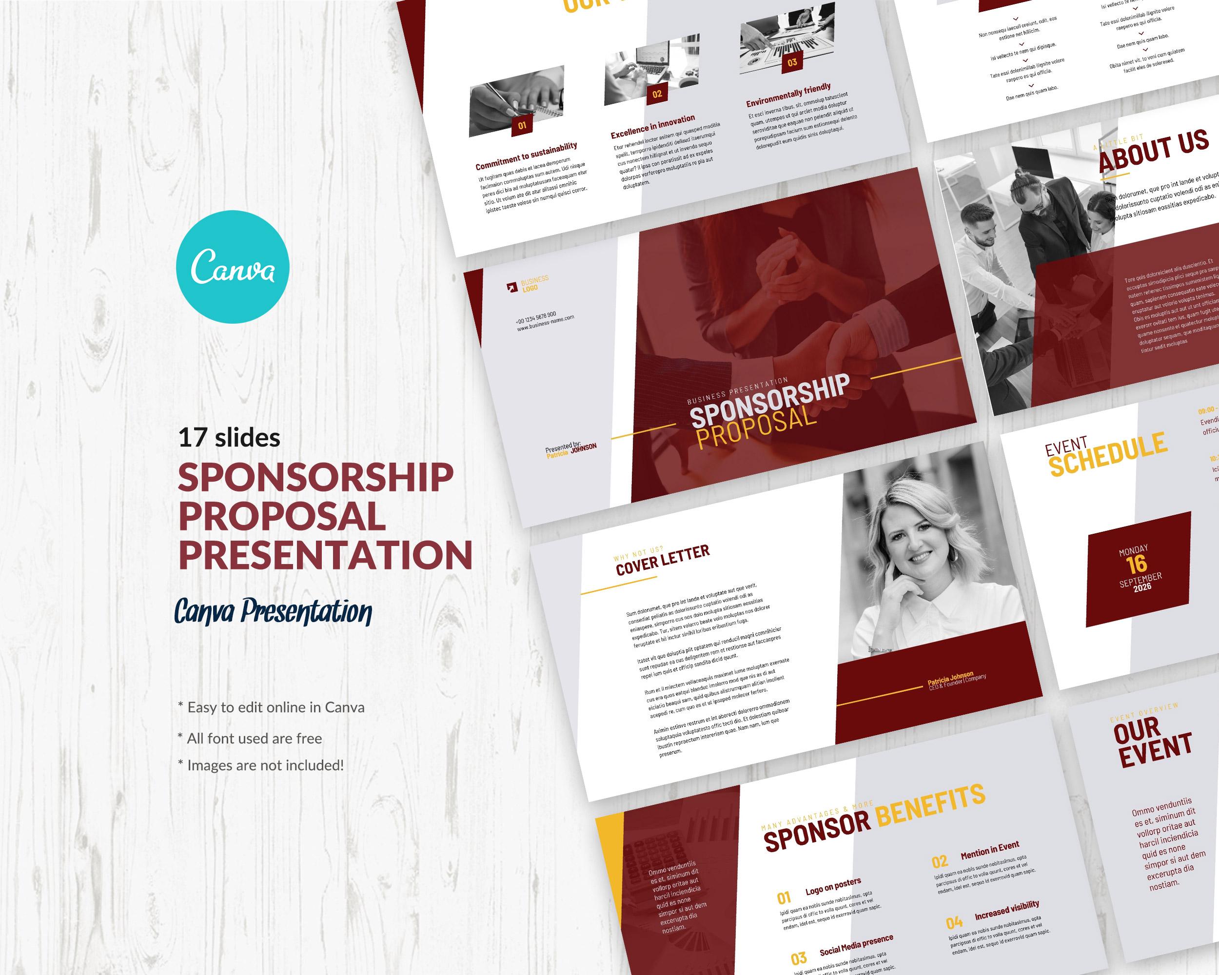 Sponsorship Proposal Presentation Canva Template, Proposal Pitch ...