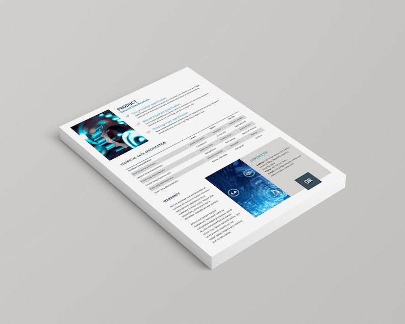 Product Sheet Template Canva, Flyer Product Data Sheet, Product ...