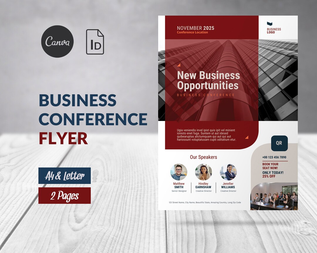 Business Event Conference Program Flyer Template Canva Editable ...