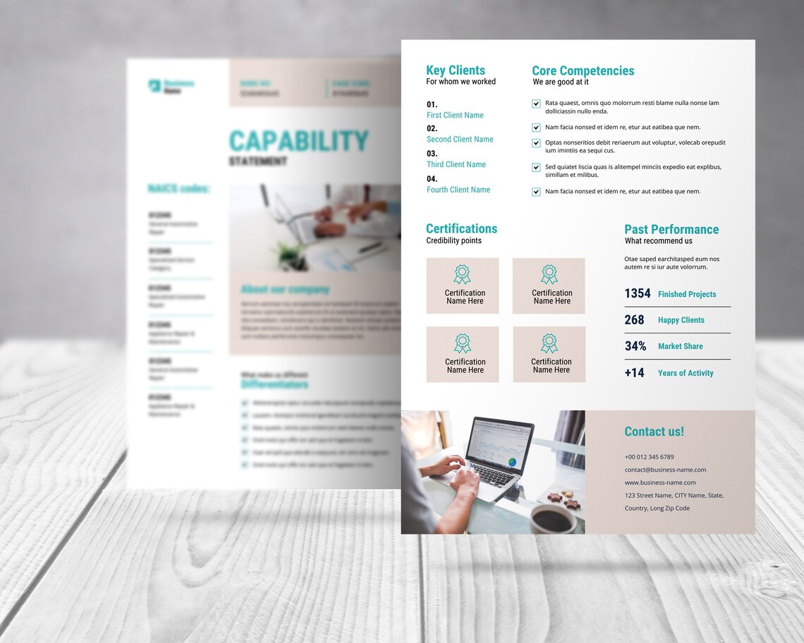 Capability Statement Template Canva Editable, Flyer Business Profile ...