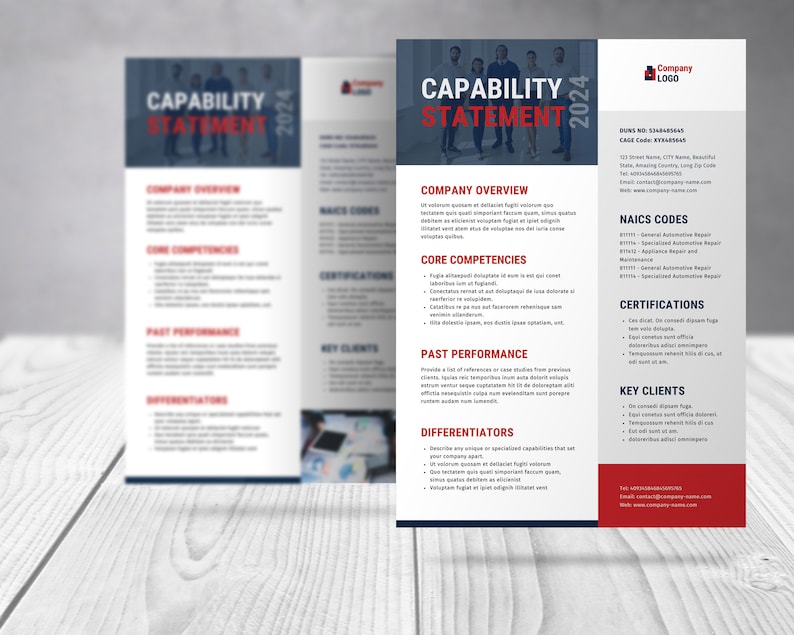 Capability Statement Template Canva Business Profile, Flyer Corporate ...