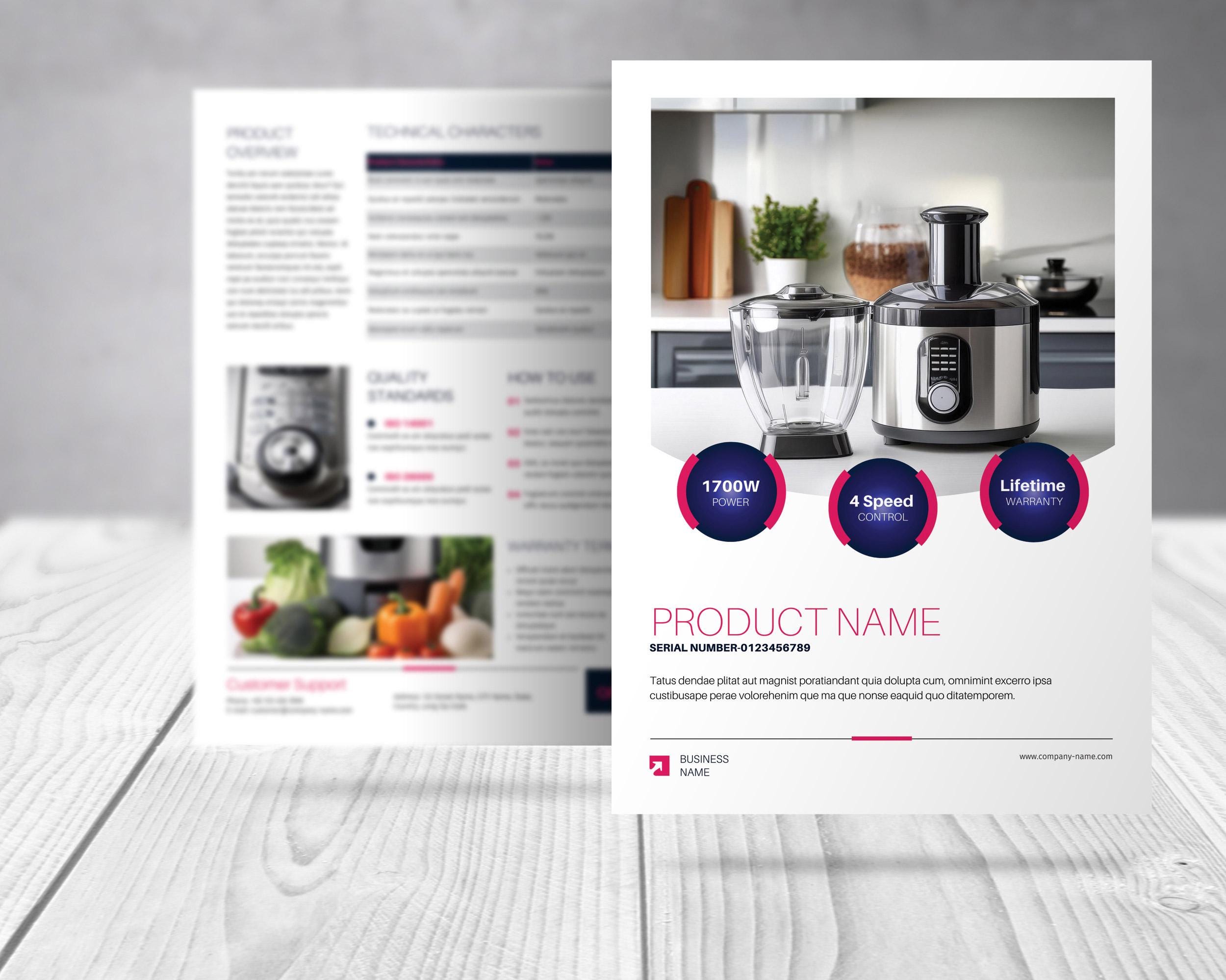 Product Data Sheet Template Canva, Technical Data Sheet Word Editable ...