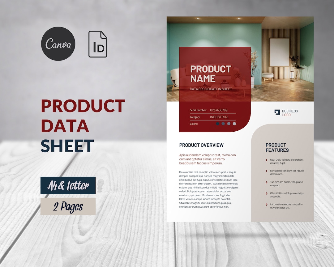 Product Sheet Template Canva Flyer, Word Editable Design Product Data ...