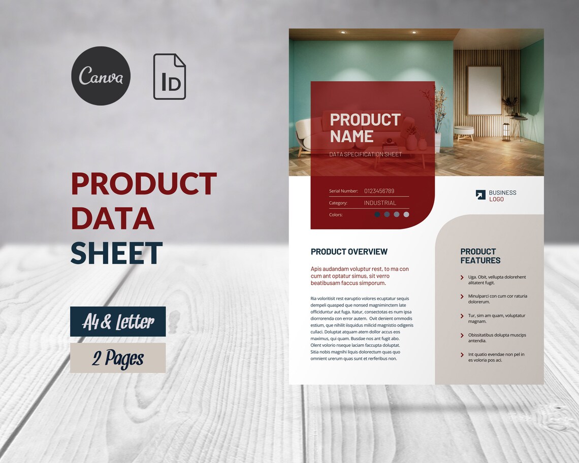 Product Sheet Template Canva Flyer, Word Editable Design Product Data ...