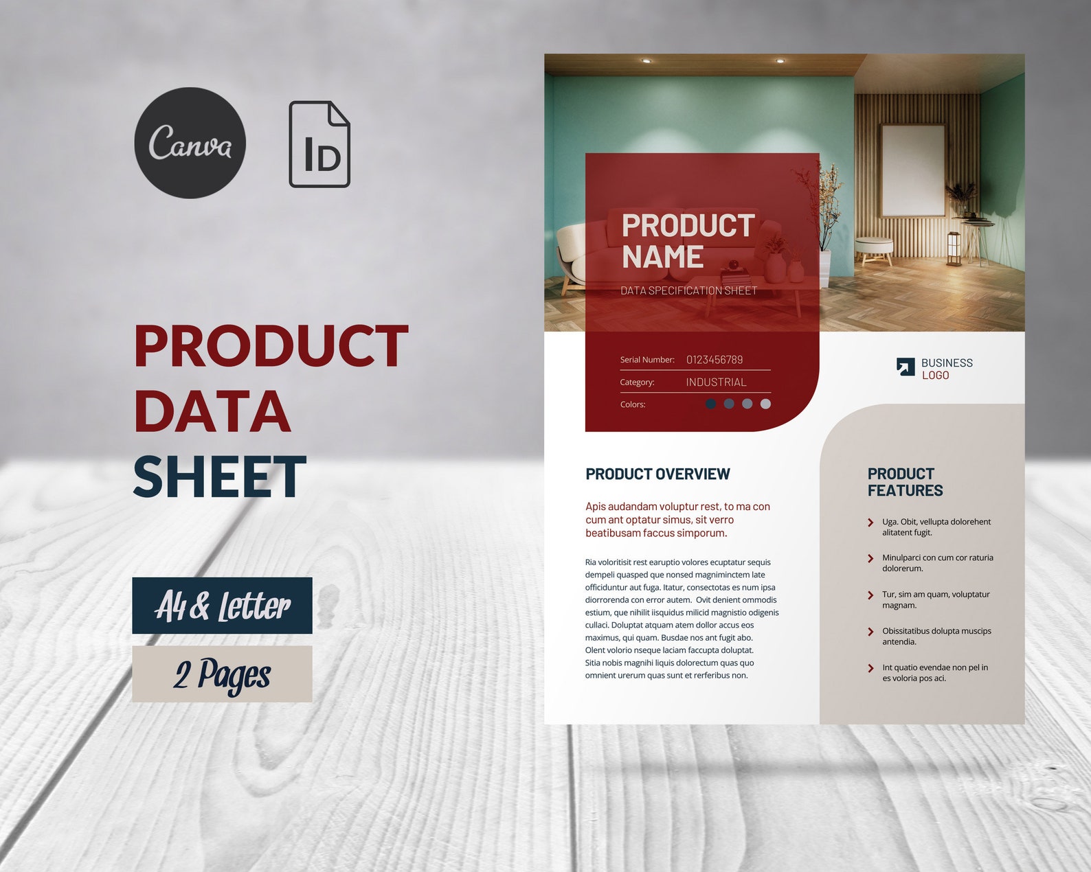 Product Sheet Template Canva Flyer, Word Editable Design Product Data ...
