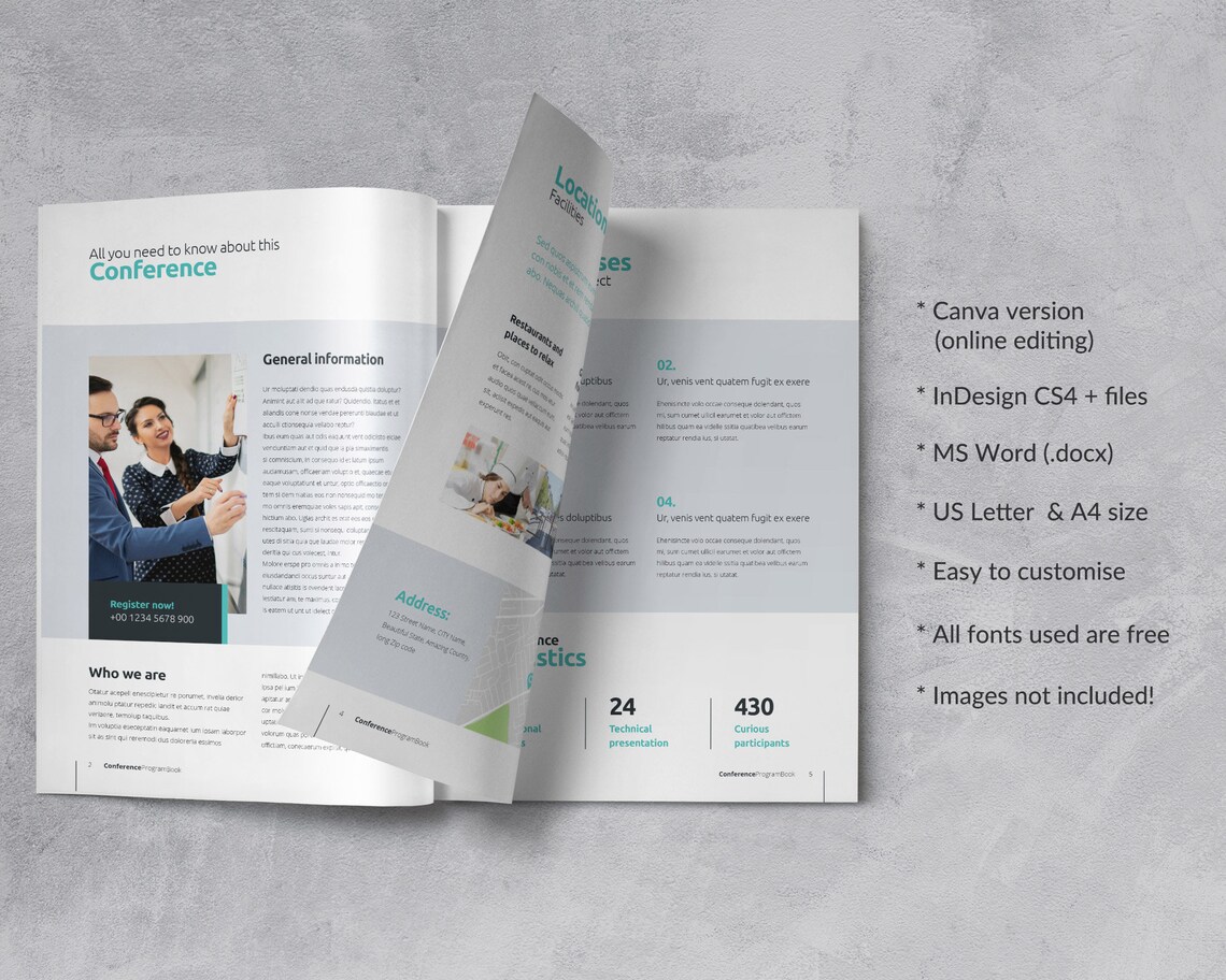 Conference Business Brochure Magazine, Conference Agenda Canva Template ...