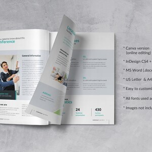 Conference Business Brochure Magazine, Conference Agenda Canva Template ...