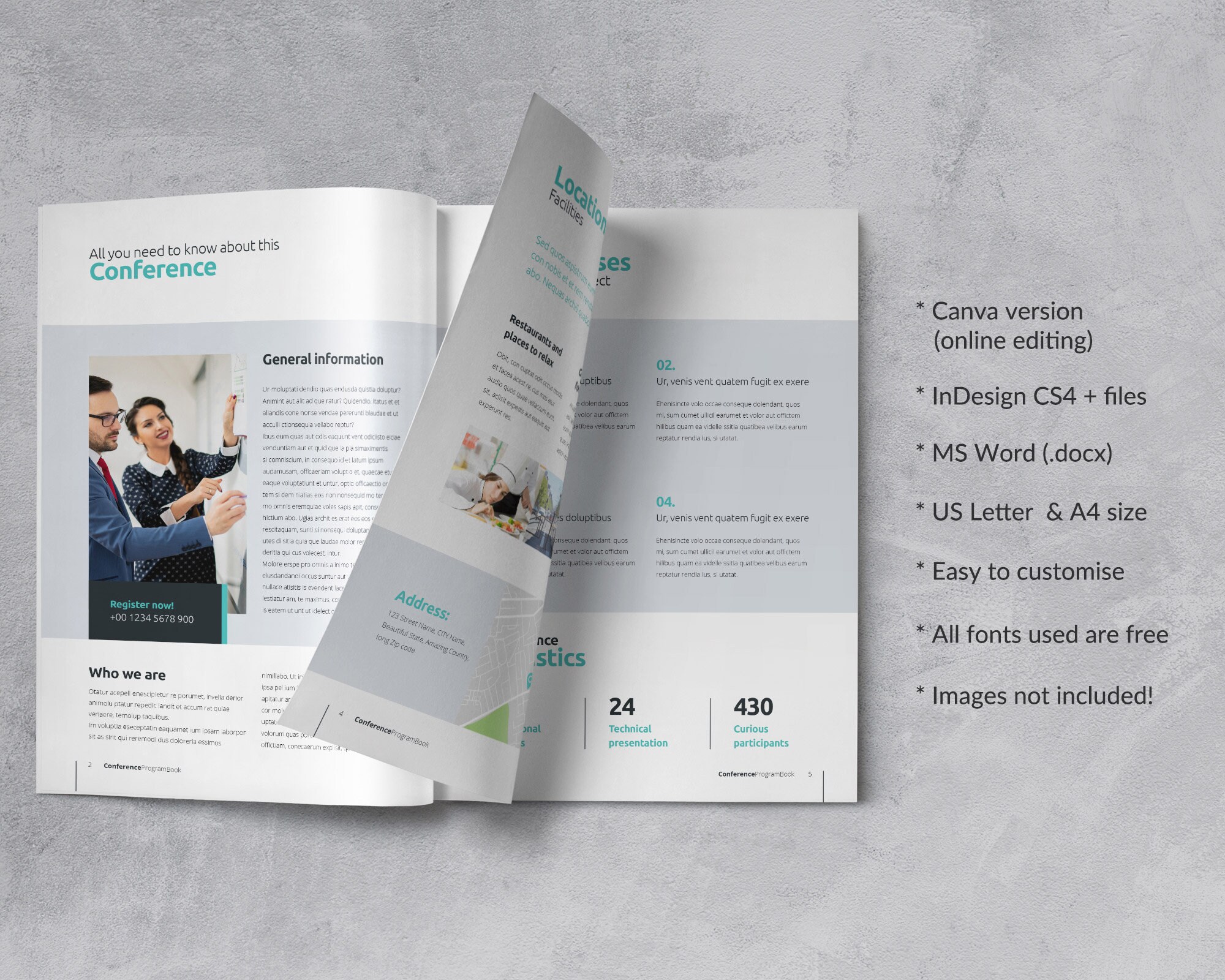 Conference Business Brochure Magazine, Conference Agenda Canva Template ...