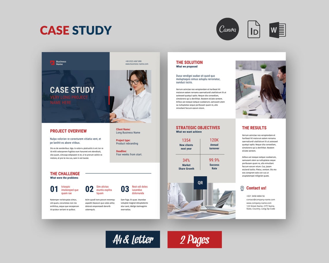 Company Case Study Template Canva, Brochure Template Word Client ...