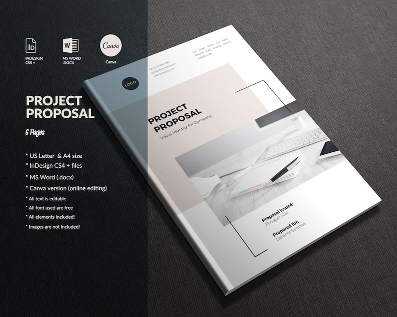 Project Proposal Template | Canva Project Proposal | Minimal Proposal Word Template | Business ...