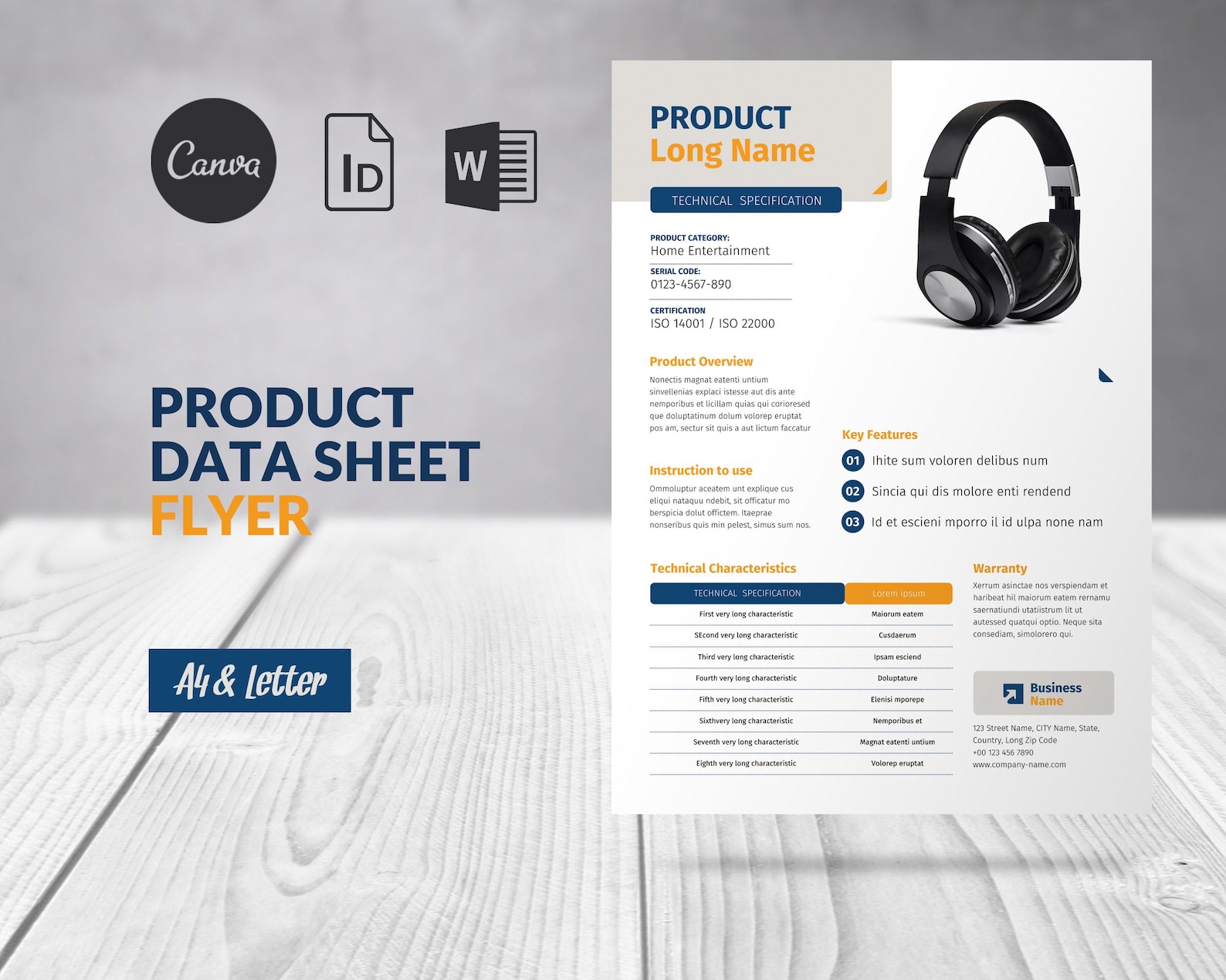 Product Specification Sheet Template Canva, Product Data Sheet Word ...