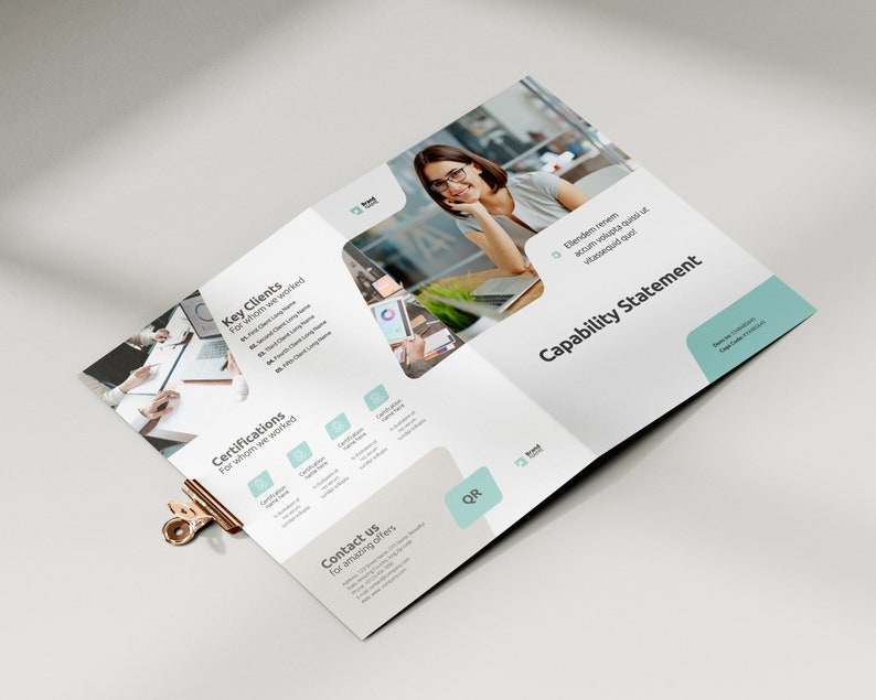 Capability Statement Template Canva Brochure Bifold, Business Document ...