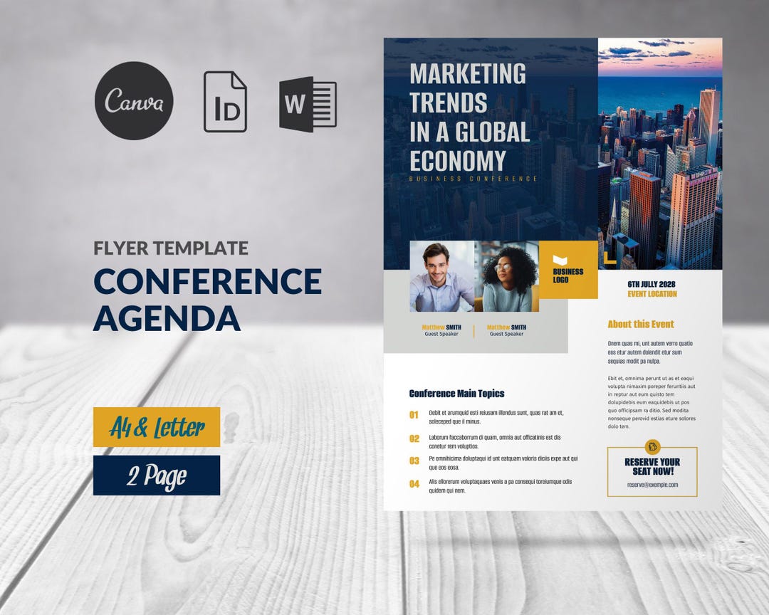 Business Conference Flyer Template, Editable Canva Event Poster ...