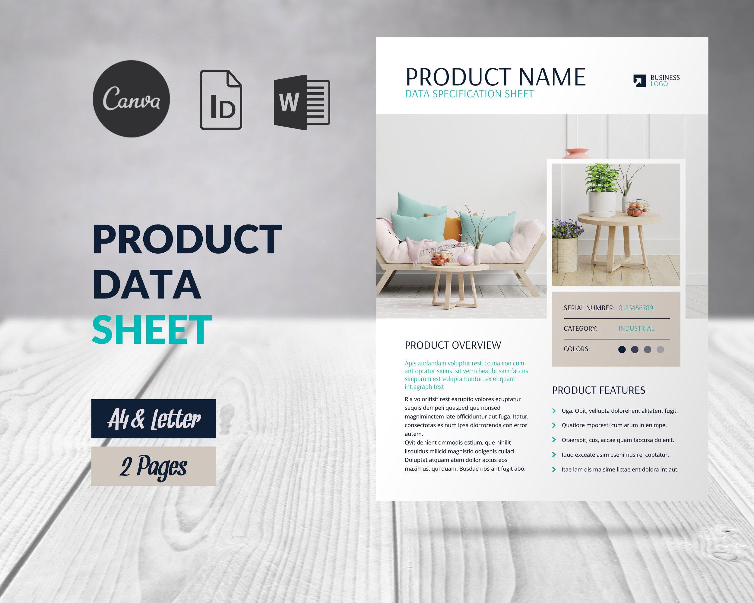 Product Sheet Template Canva Flyer, Word Editable Design Product Data ...