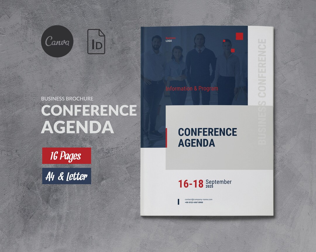 Event Conference Brochure Template, Canva Conference Agenda, Conference ...