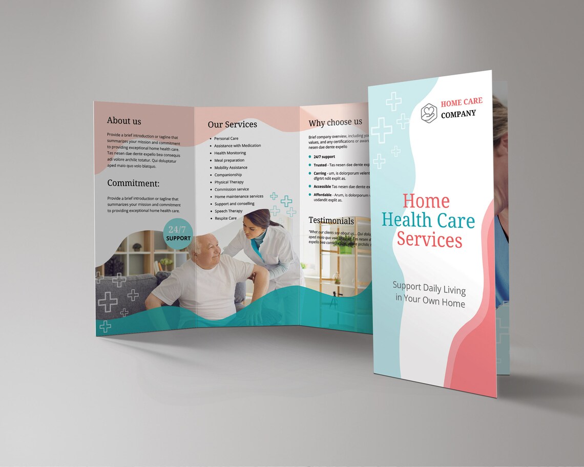 Home Health Care Flyer Tri-fold Canva Template, Caregivers Senior Care ...