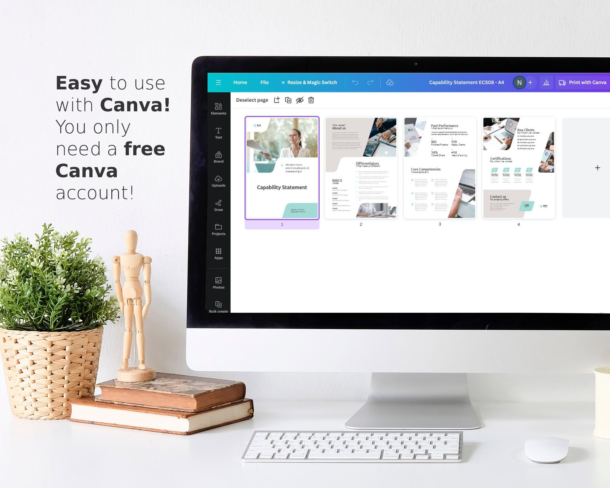 Capability Statement Template Canva Brochure Bifold, Business Document ...