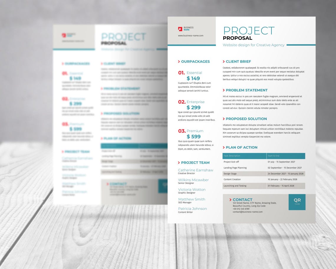 Simple One-page Proposal Canva Template, Minimal Project Proposal Word ...