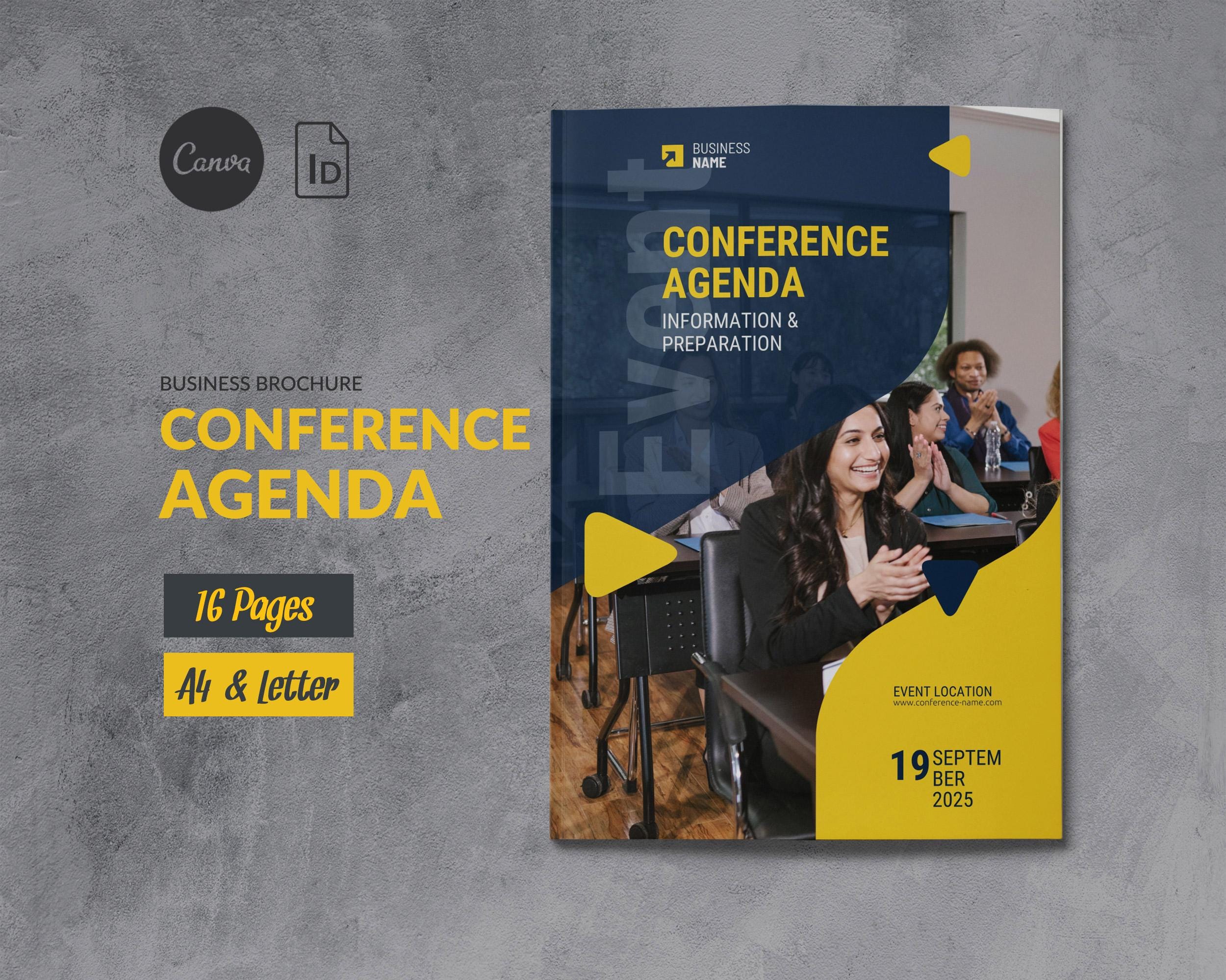 Business Brochure Event Program Canva, Conference Agenda Template ...