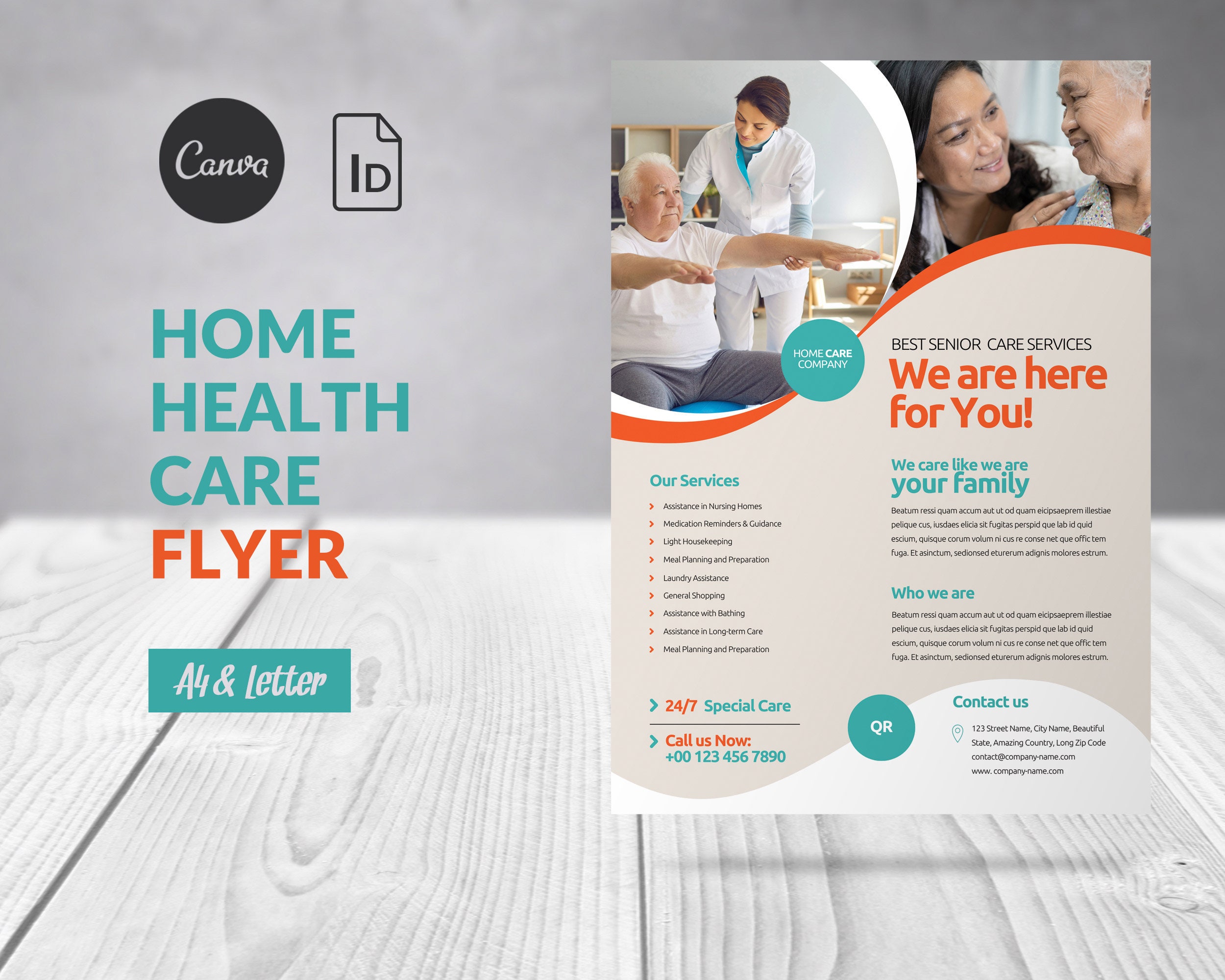 Senior Home Care Service Flyer Canva Editable, Home Health Care Flyer ...