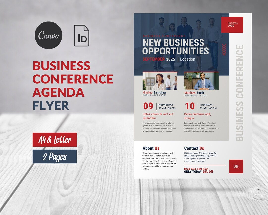 Business Conference Program Canva Editable Flyer Event, Business ...