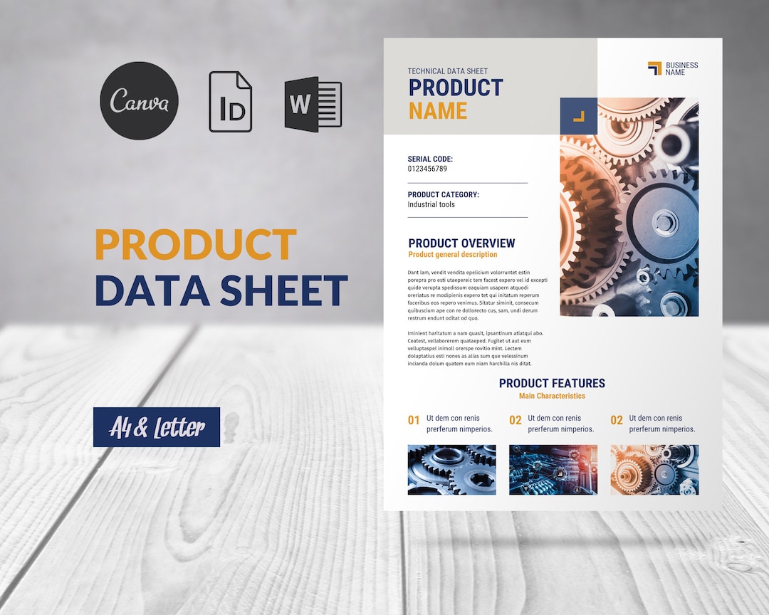 Product Sheet Template Canva, Flyer Product Data Sheet, MS Word ...