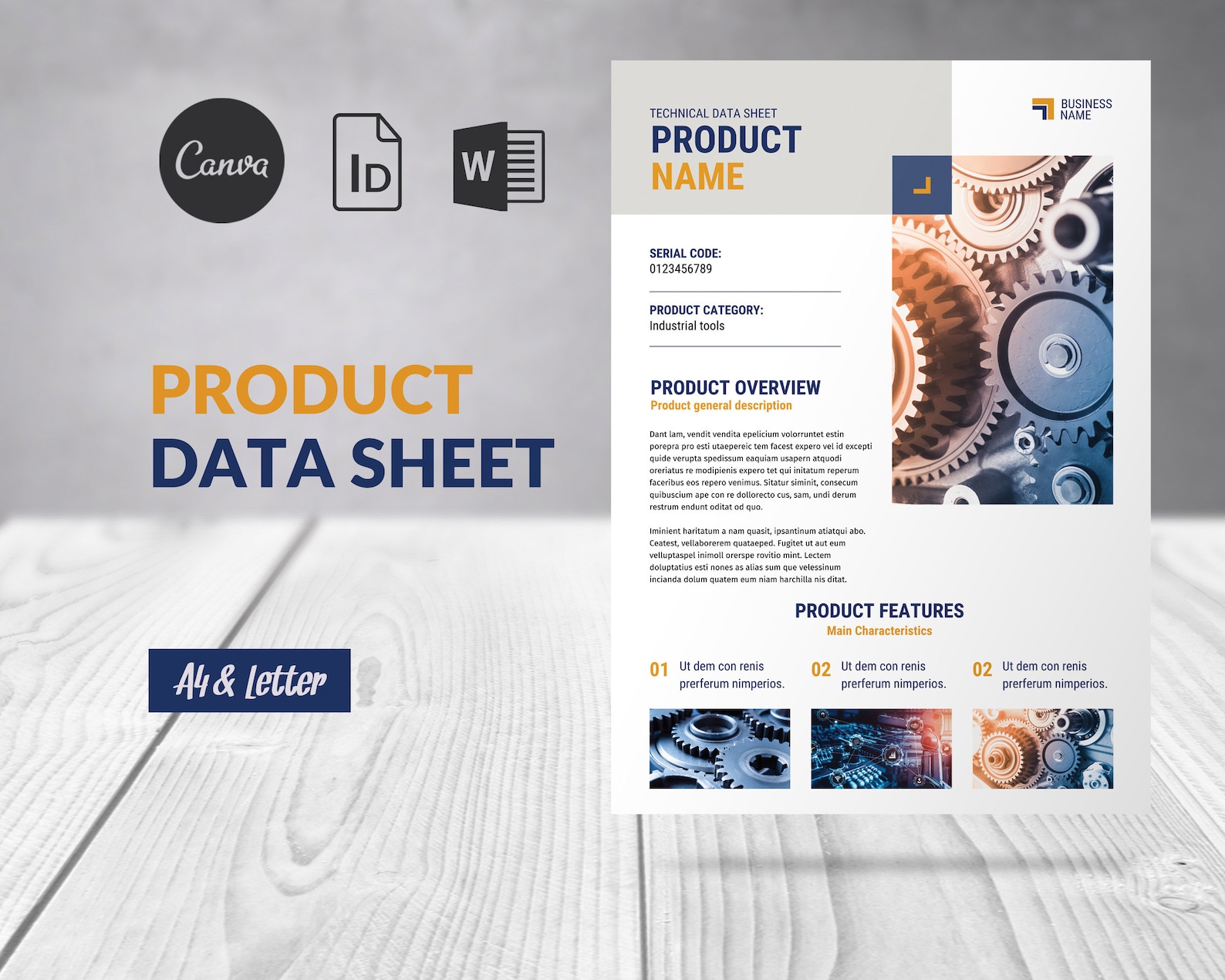 Product Sheet Template Canva, Flyer Product Data Sheet, MS Word Editable Design, Product ...