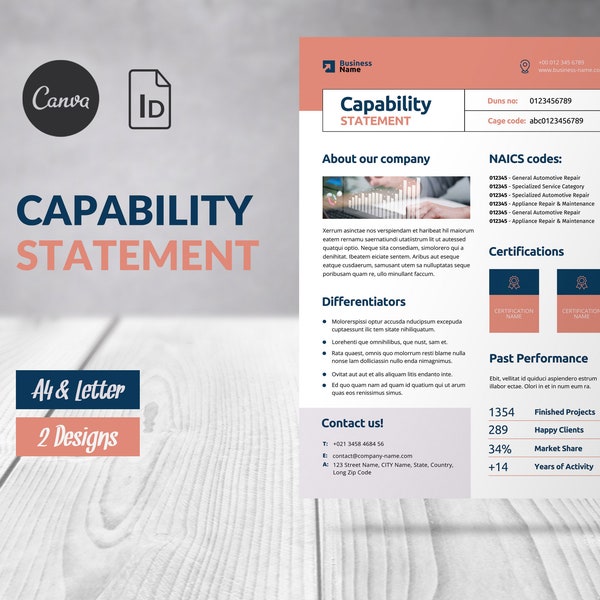 Capability Statement Template Canva - Etsy