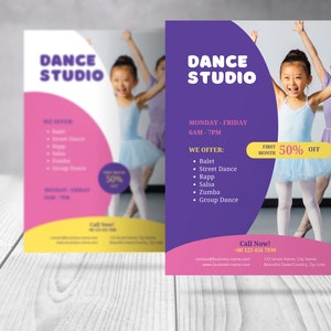 Dance Studio Flyer Template Canva Editable, Kids Dance Classes Ballet ...