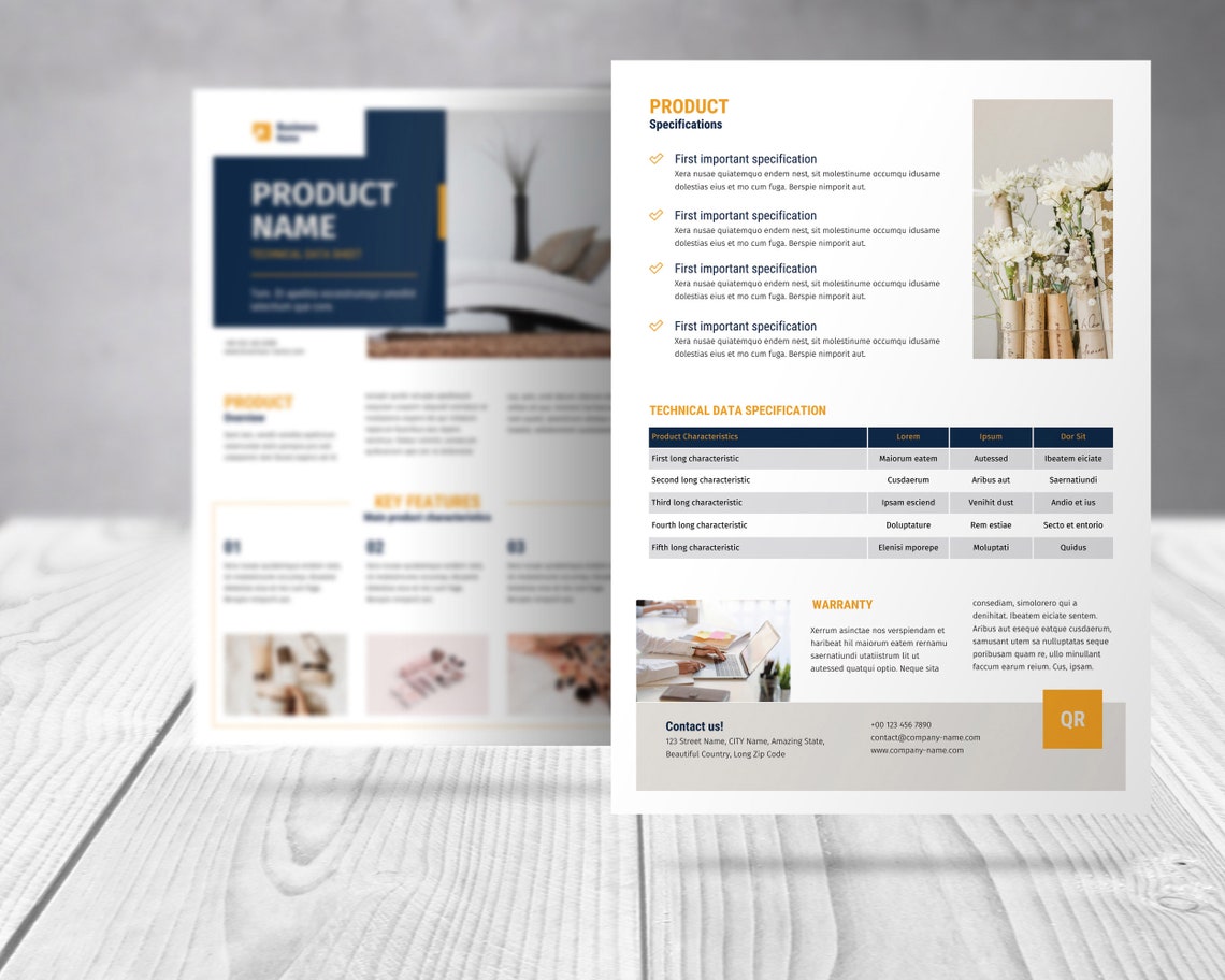 Product Sheet Template Canva, Flyer Product Data Sheet, MS Word ...