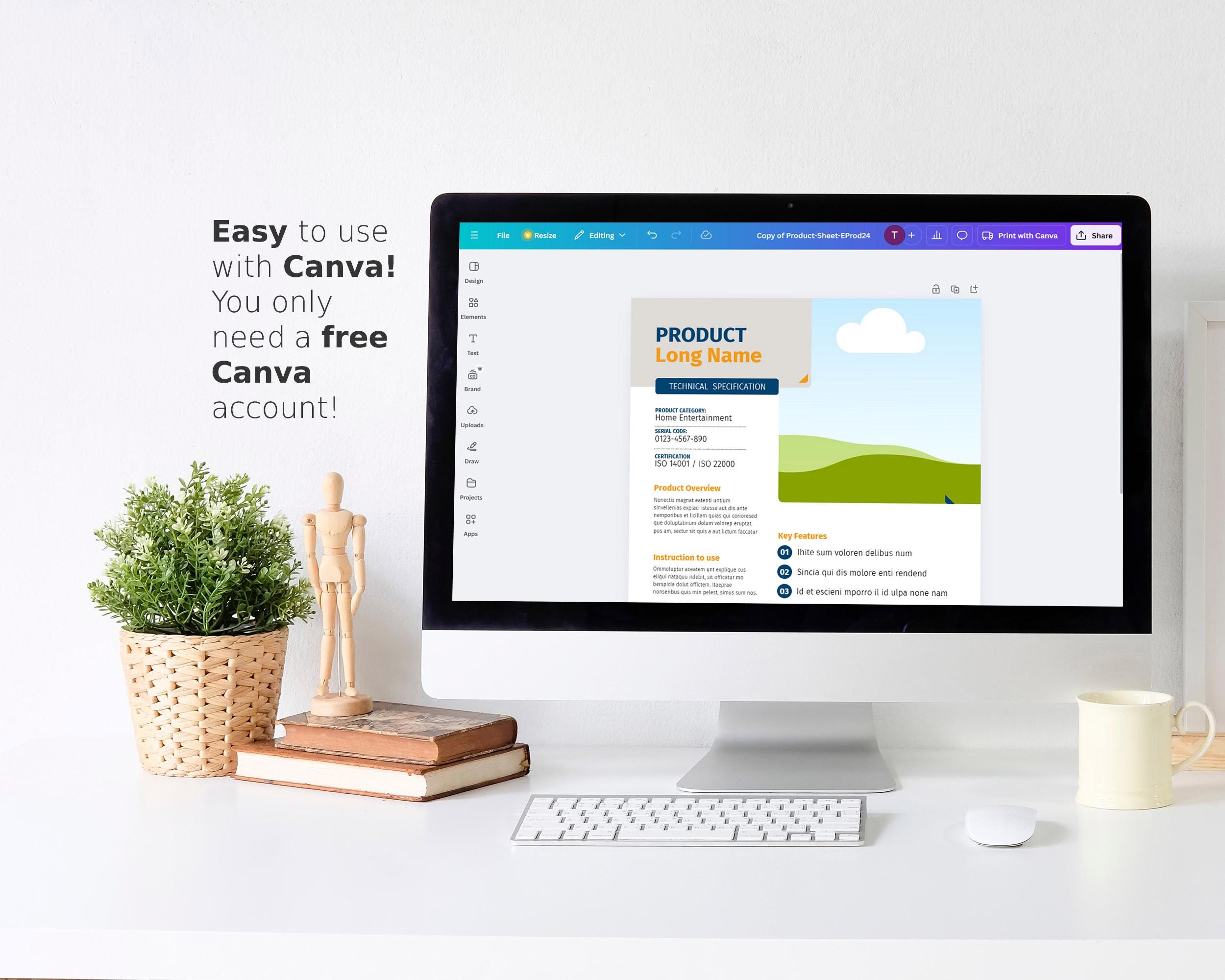 Product Specification Sheet Template Canva, Product Data Sheet Word ...