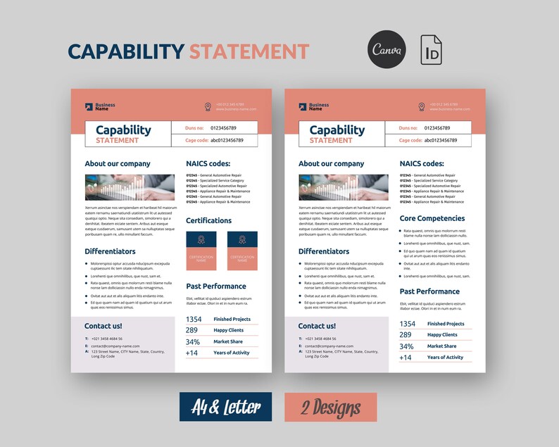 Capability Statement Business Document Canva Template, Company Flyer ...