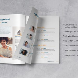 Conference Agenda Template Canva, Event Meeting Program, Meeting Agenda ...