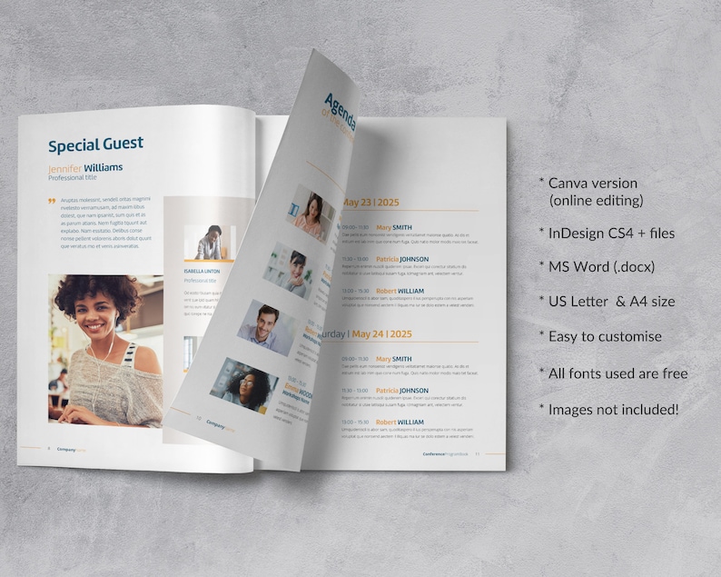 Conference Agenda Template Canva, Event Meeting Program, Meeting Agenda ...