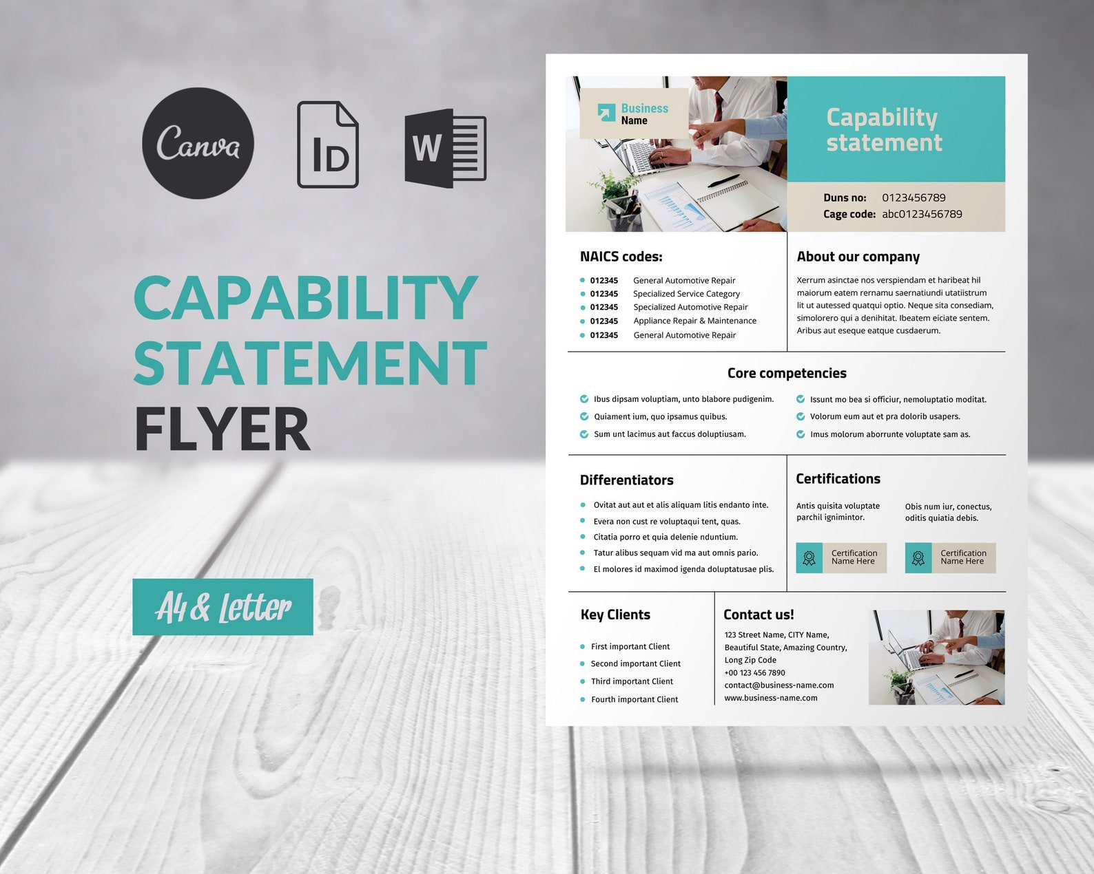 Business Capability Statement Template Canva Editable, Flyer Business ...