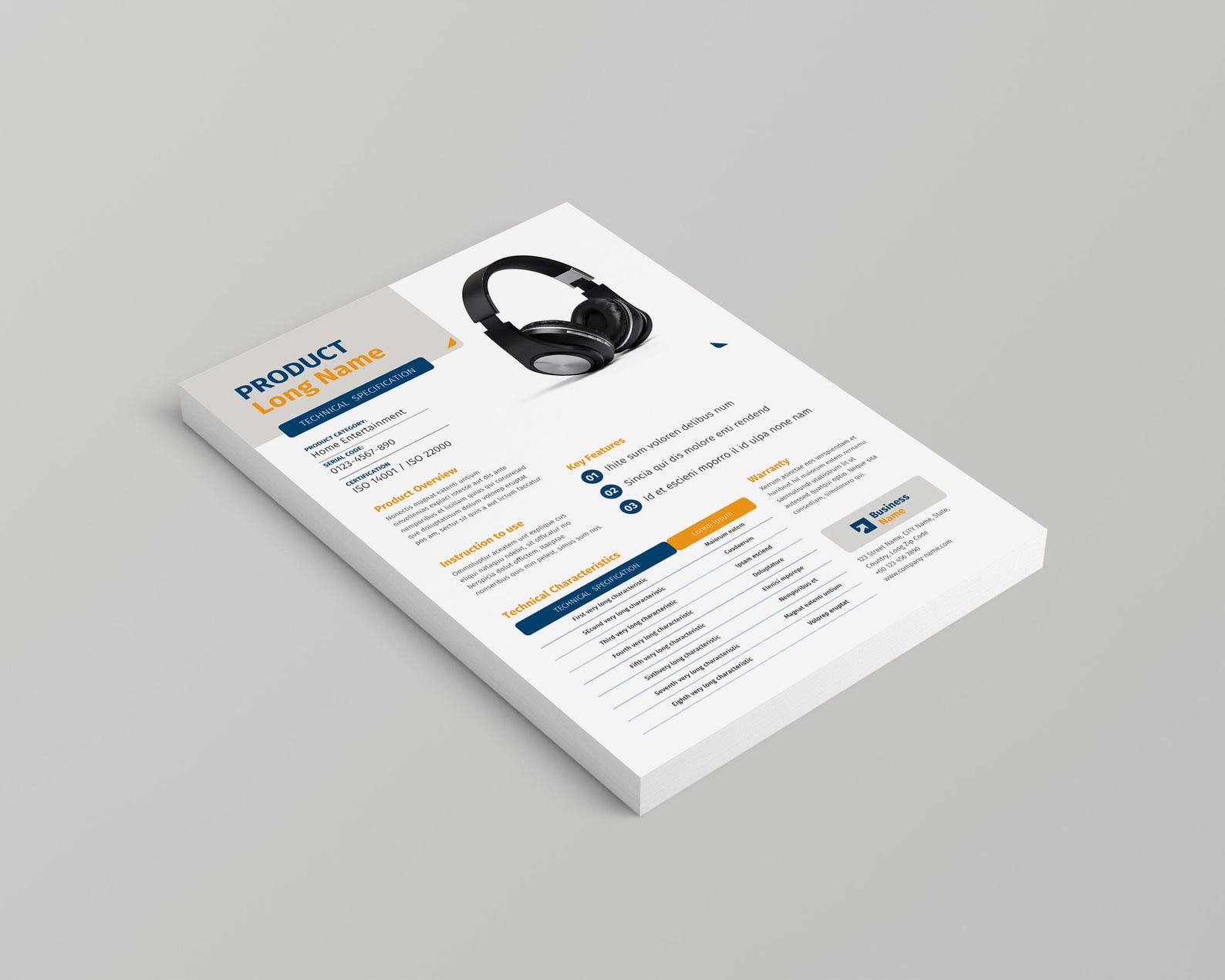 Product Specification Sheet Template Canva, Product Data Sheet Word ...