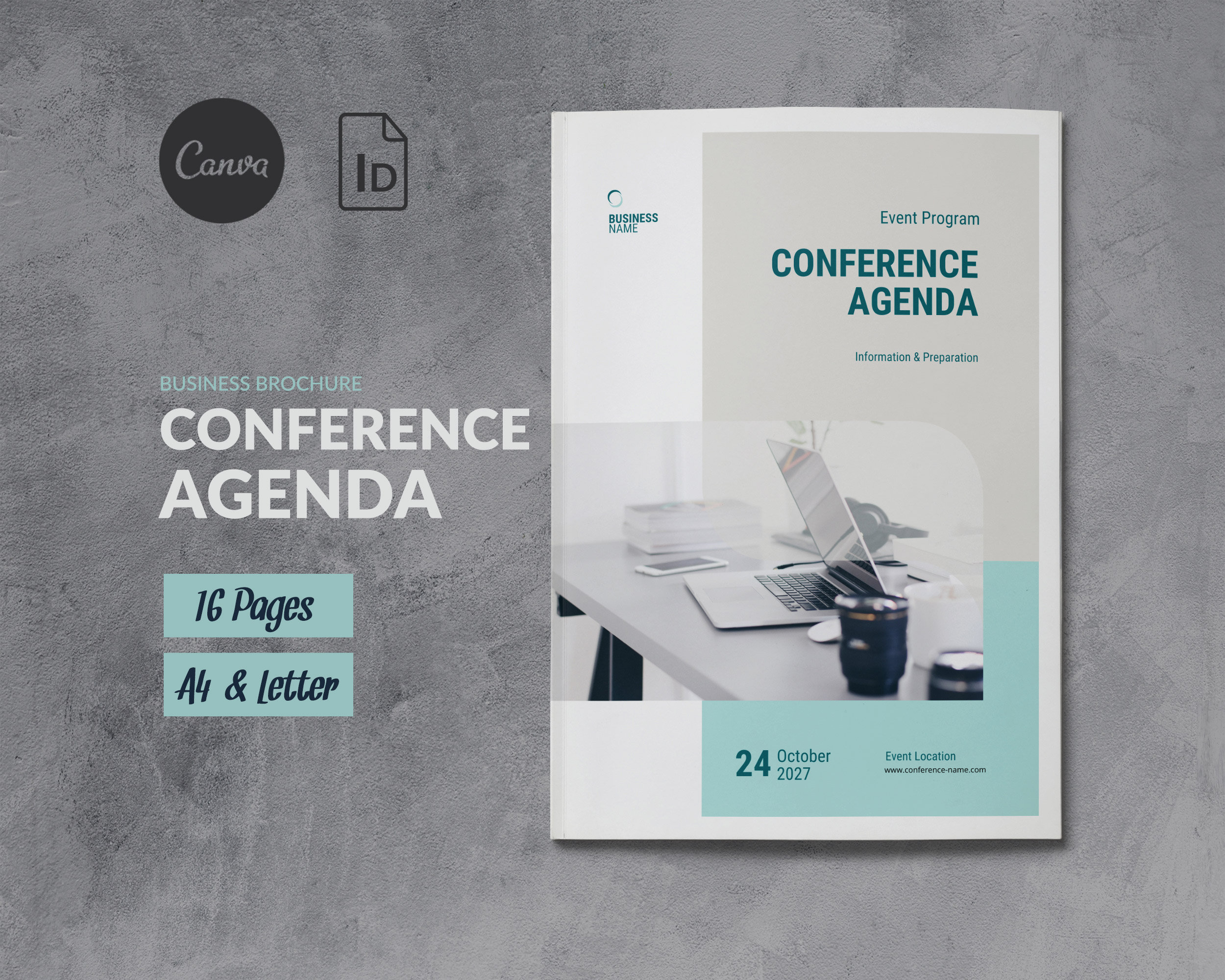 Conference Agenda Template Canva, Business Event Brochure Canva ...