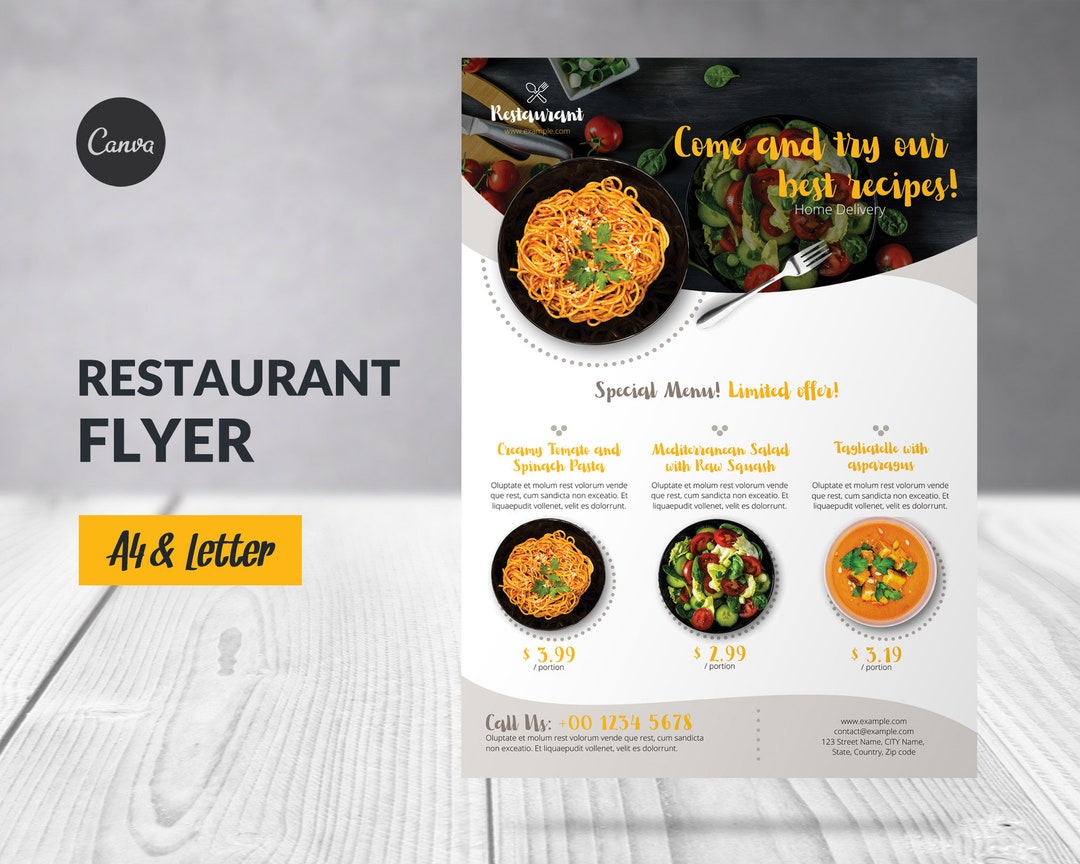 Restaurant Flyer Template Canva, Food Delivery Flyer, Bakery Grand ...