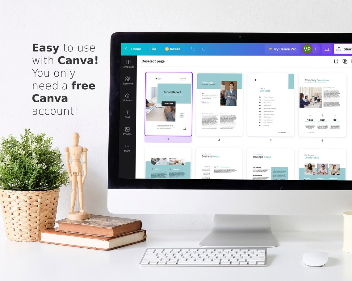 Annual Report Template Canva, Report Business Brochure, Word Template ...