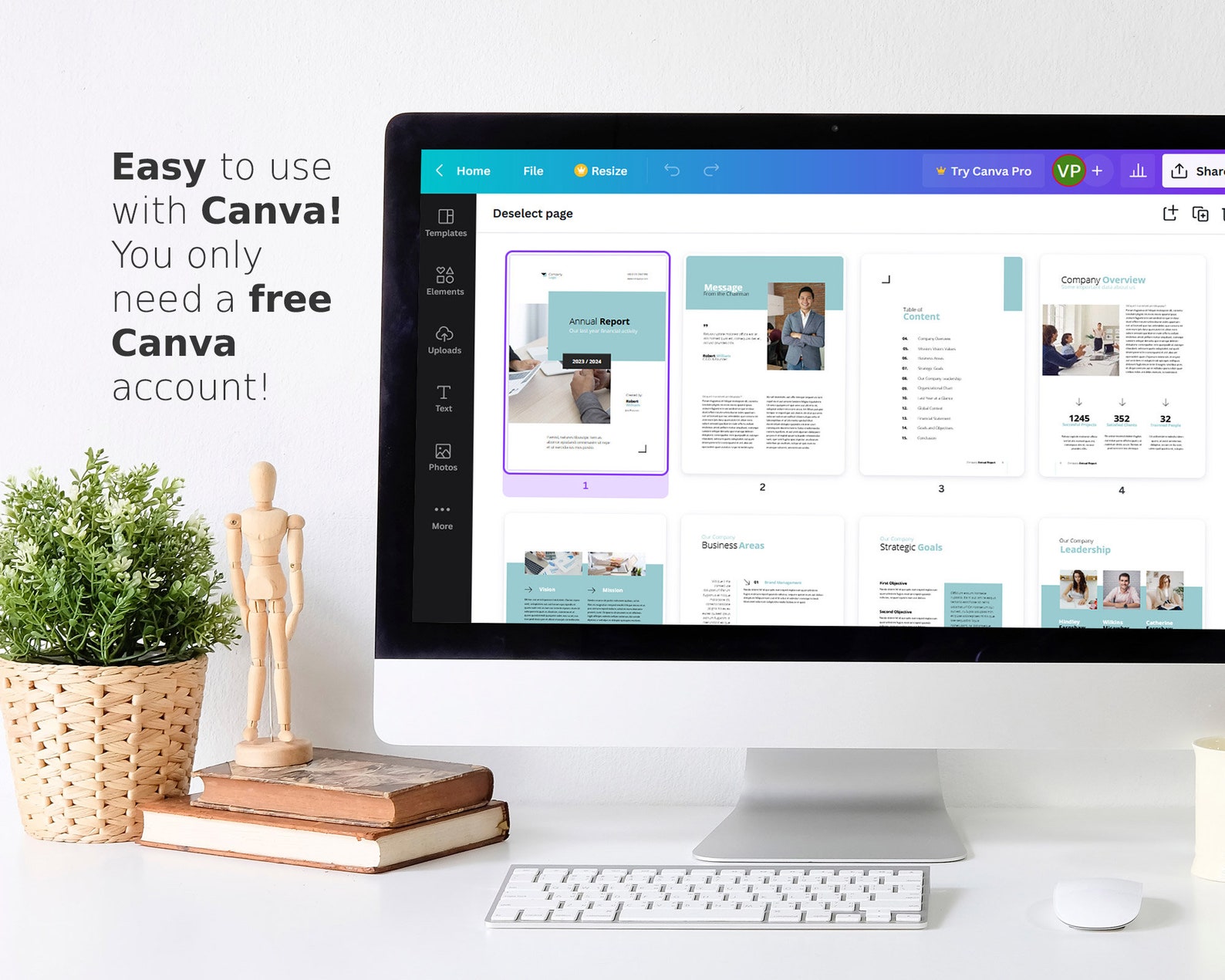 Annual Report Template Canva, Report Business Brochure, Word Template ...