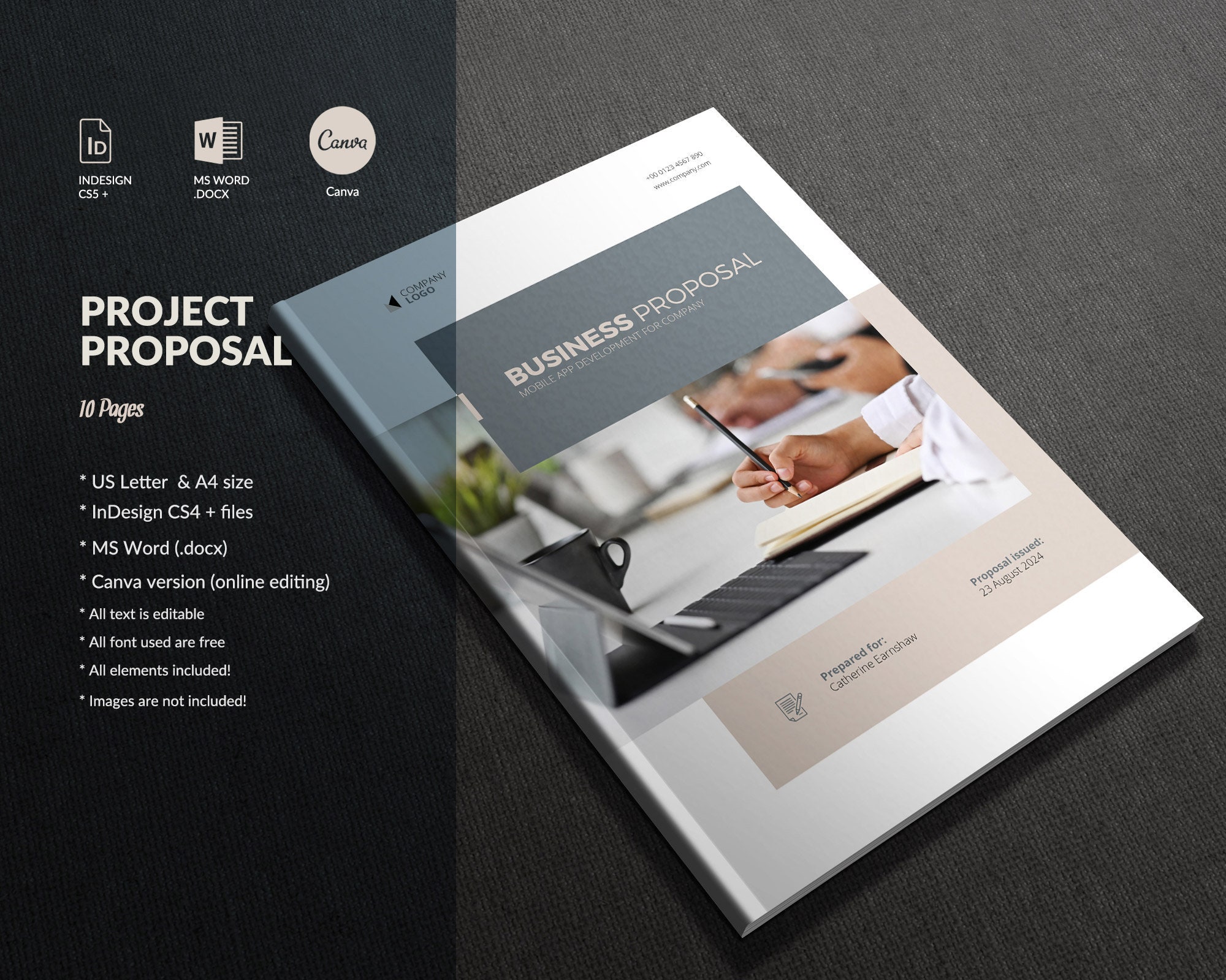 Business Proposal Canva Template Word, Project Proposal Business