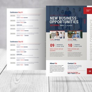 Business Conference Program Canva Editable Flyer Event, Business ...