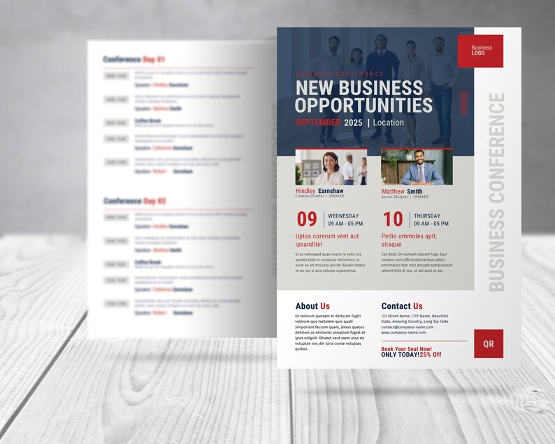 Business Conference Program Canva Editable Flyer Event, Business ...