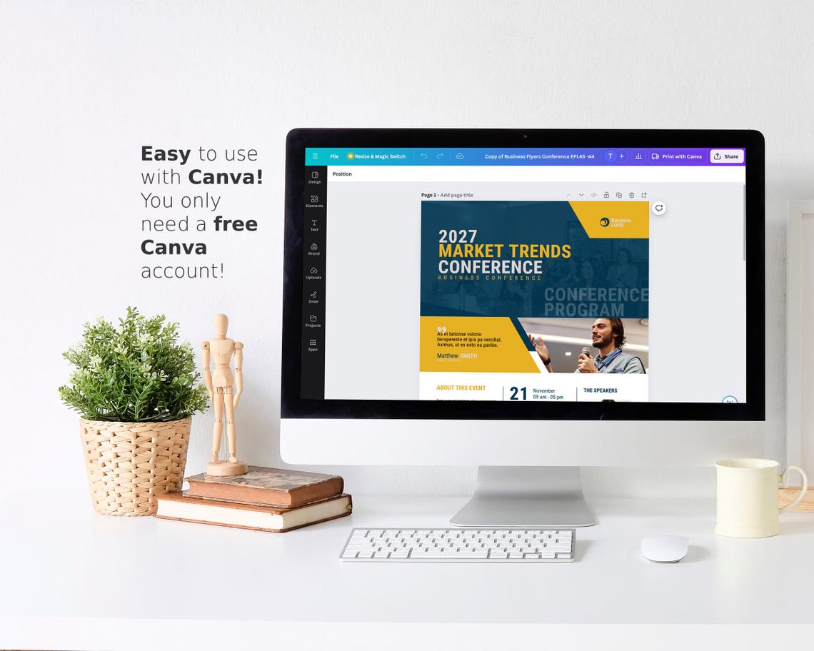 Business Conference Program Canva Editable Flyer Event, Marketing ...