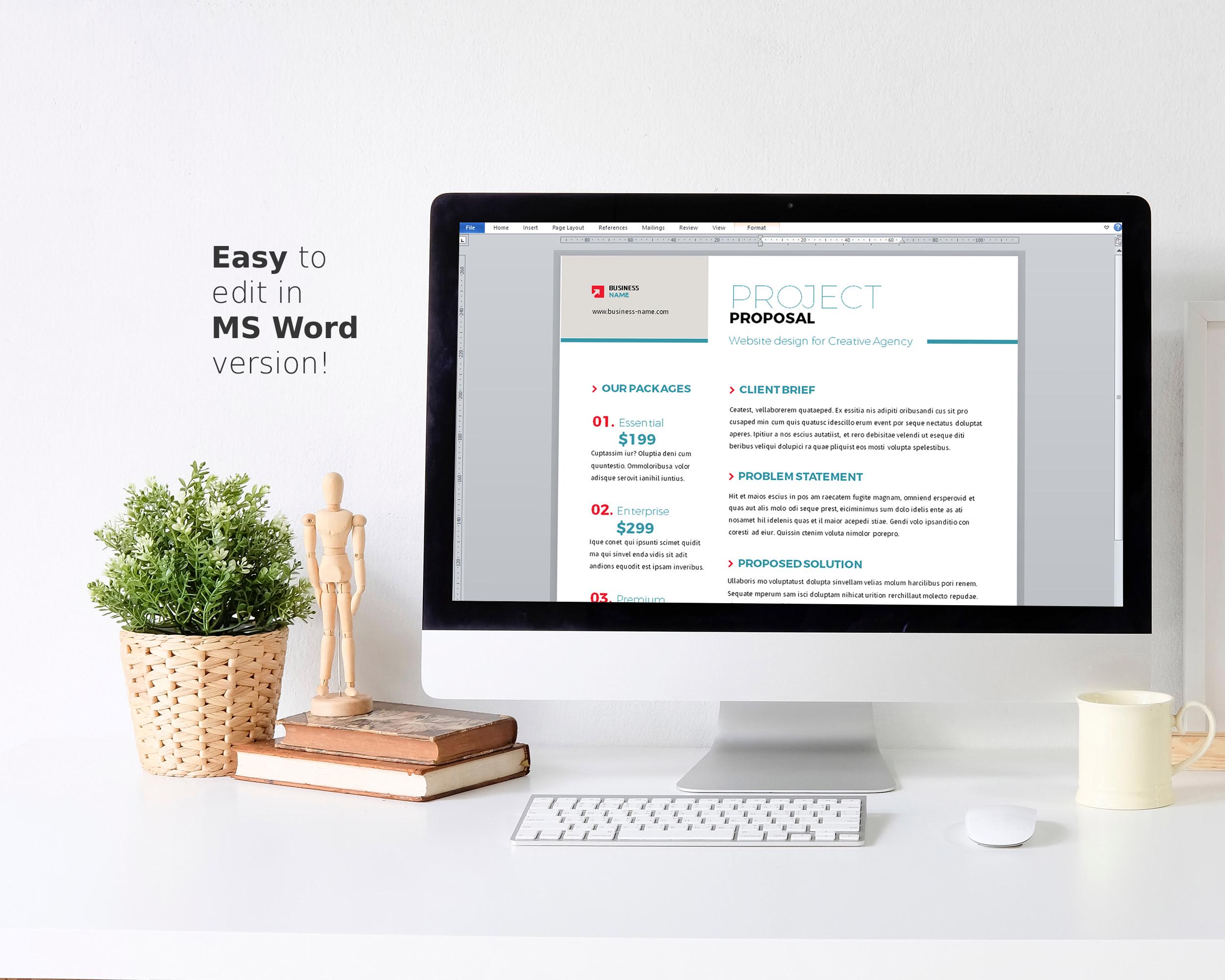 Simple One-page Proposal Canva Template, Minimal Project Proposal Word ...