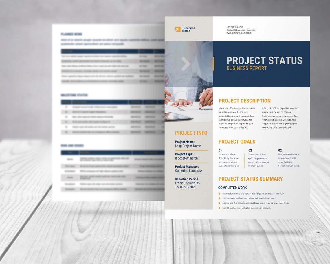 Project Status Report Template Canva, Project Summary MS Word, Progress ...