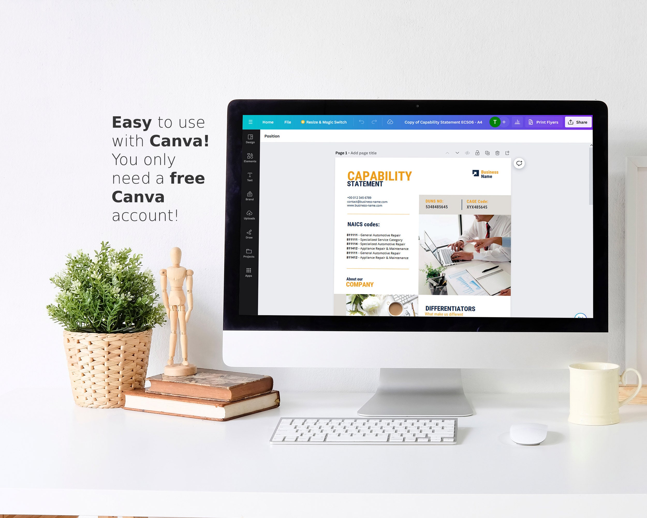 Capability Statement Flyer Template Canva Editable, Business Document ...
